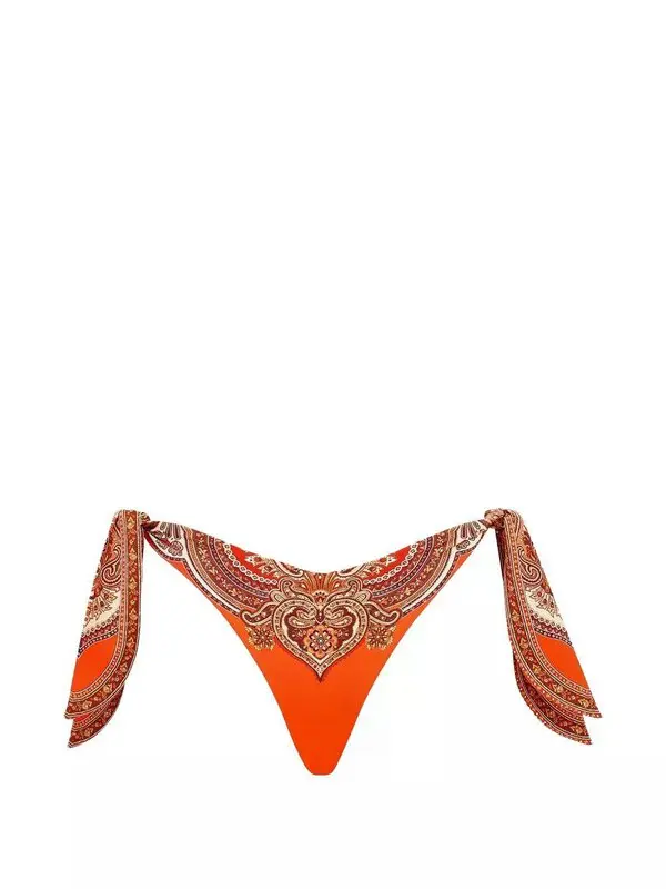 Zimmermann Paisley-print Tie-side Bikini Bottoms - Mandarin