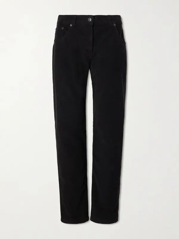 THE ROW Fima Cotton-blend Corduroy Straight-leg Trousers - Black