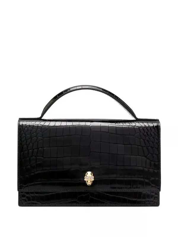 Alexander McQueen Skull Crocodile-effect Leather Tote Bag