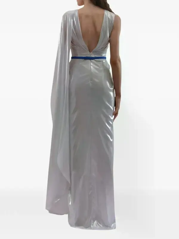 GEMY MAALOUF Asymmetrical Pleated Metallic Dress