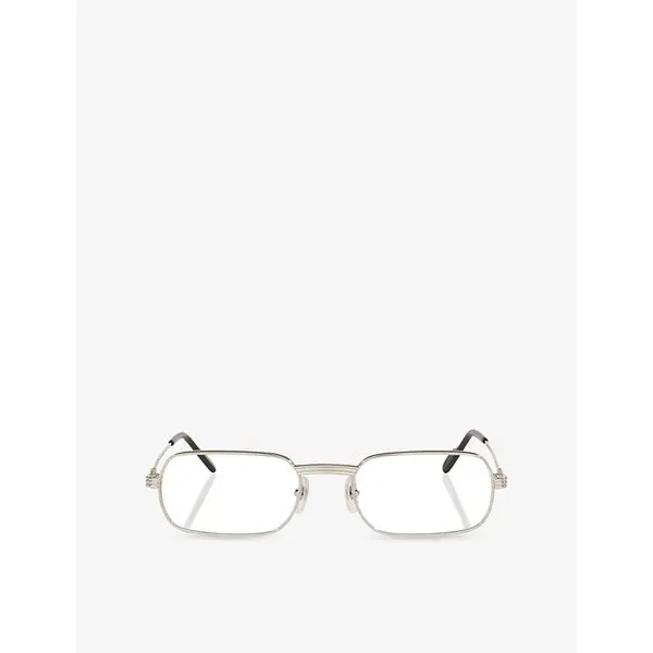 Cartier Ct0556o Rectangle Metal Optical Eyeglasses - Silver