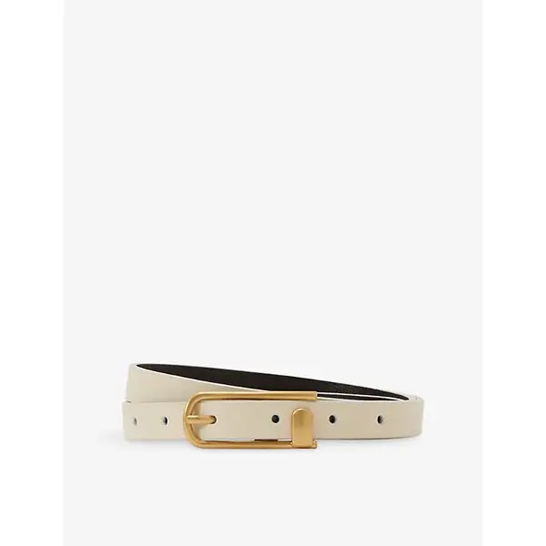 REISS Iris Half-keeper Leather Belt - Stone