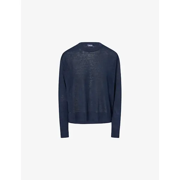 Max Mara Long-sleeve Linen-knit Jumper - Navy