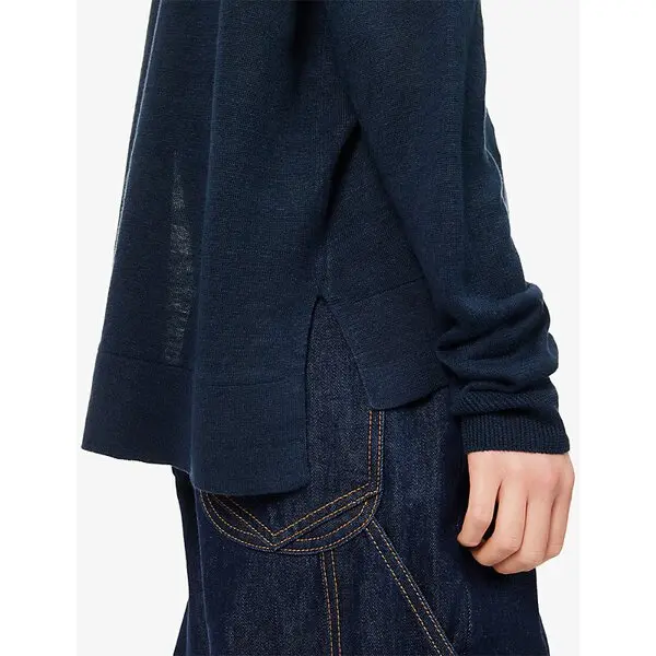 Max Mara Long-sleeve Linen-knit Jumper - Navy