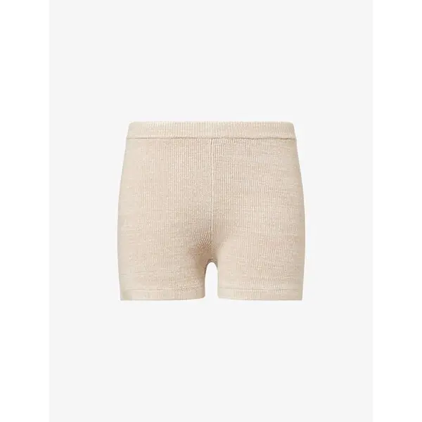 Lounge Ribbed Stretch-knit Shorts - Beige Marl