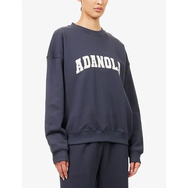 ADANOLA Oversized Cotton-fleece Sweatshirt - Midnight Blue