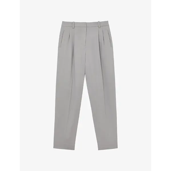 REISS Clay Tapered-leg Lyocell Trousers - Grey