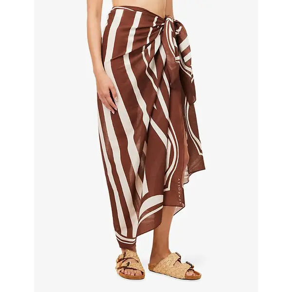 Seafolly Coastline Graphic-print Cotton Sarong - Cocoa