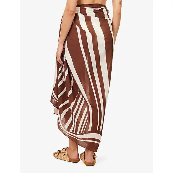 Seafolly Coastline Graphic-print Cotton Sarong - Cocoa