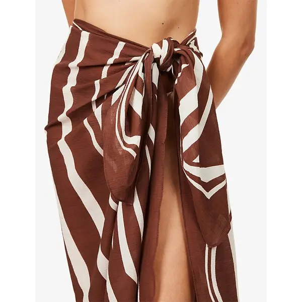 Seafolly Coastline Graphic-print Cotton Sarong - Cocoa