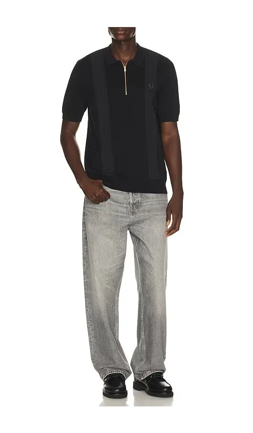 Fred Perry Panel Detail Knitted Polo In . Also - Black