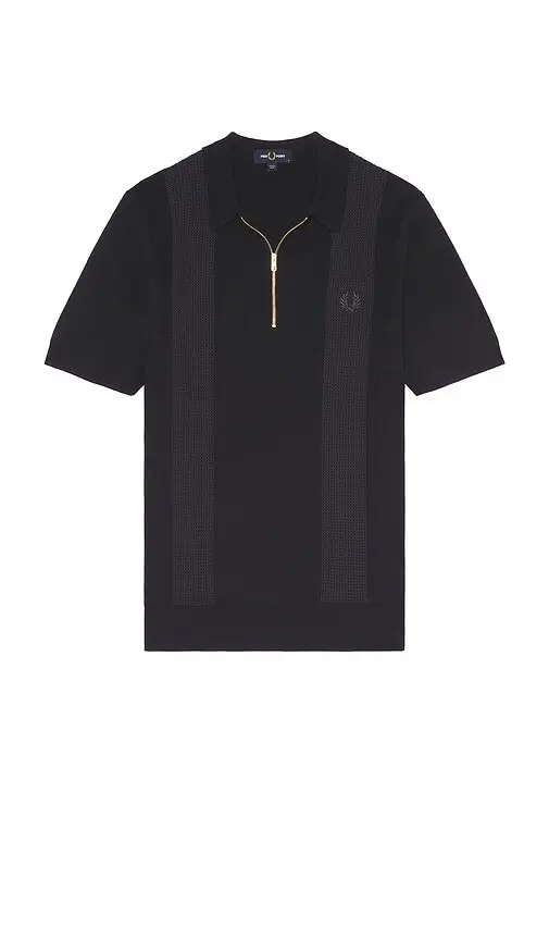 Fred Perry Panel Detail Knitted Polo In . Also - Black
