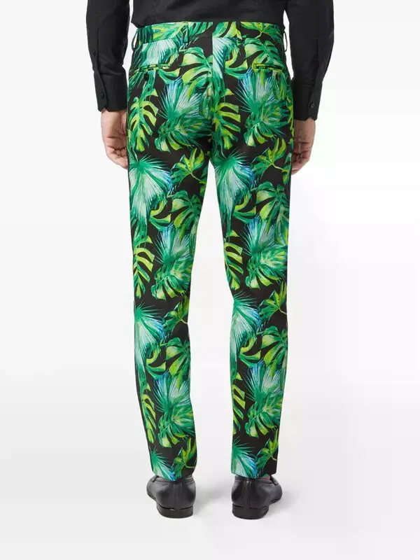 BILLIONAIRE Palm Leaf Print Slim-fit Trousers