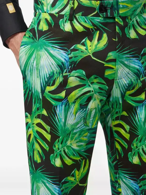 BILLIONAIRE Palm Leaf Print Slim-fit Trousers