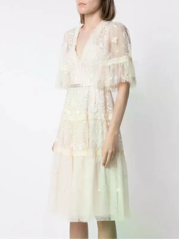 NEEDLE & THREAD Floral-embroidered A-line Dress