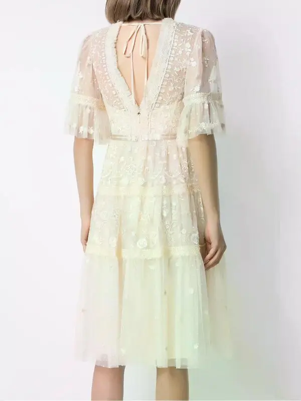 NEEDLE & THREAD Floral-embroidered A-line Dress