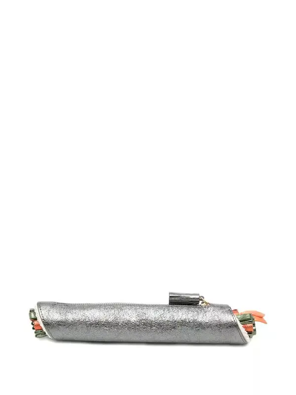 ANYA HINDMARCH Metallic-effect Tassel-detail Pencil Case - Grey