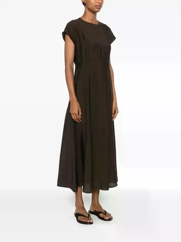 Marc O'polo Satin-finish Cap-sleeve Dress - Brown