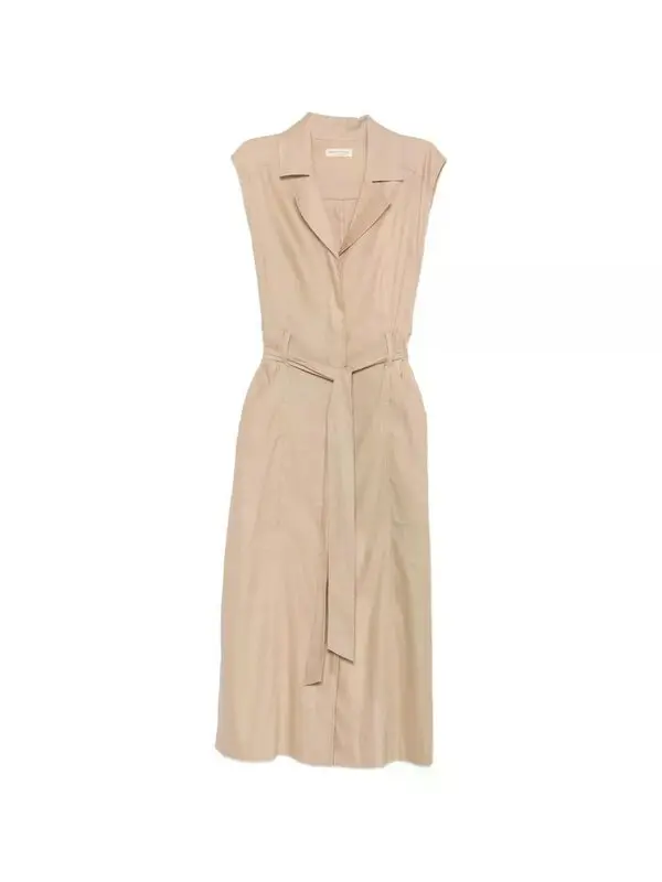 Marc O'polo Sleeveless Belted Dress With Notched Lapels - Neutrals