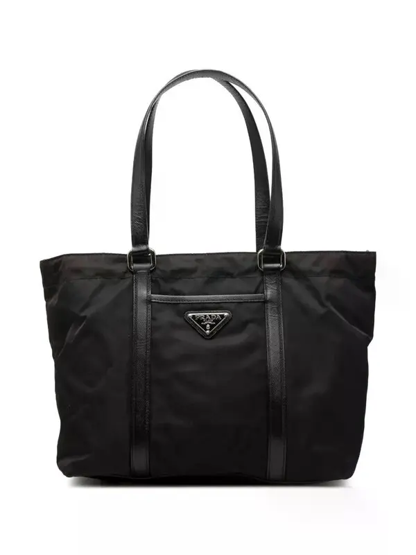 Prada Saffiano Trimmed Tessuto Tote Bag