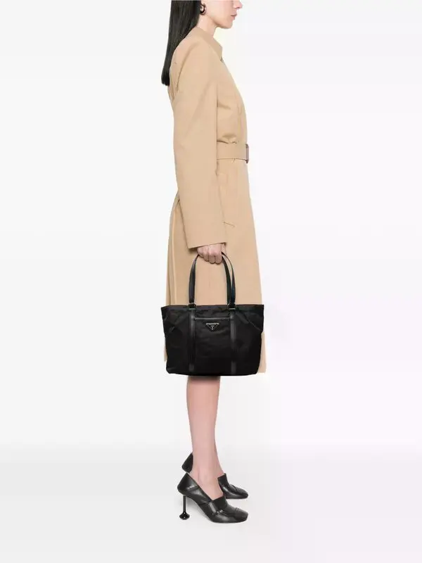 Prada Saffiano Trimmed Tessuto Tote Bag