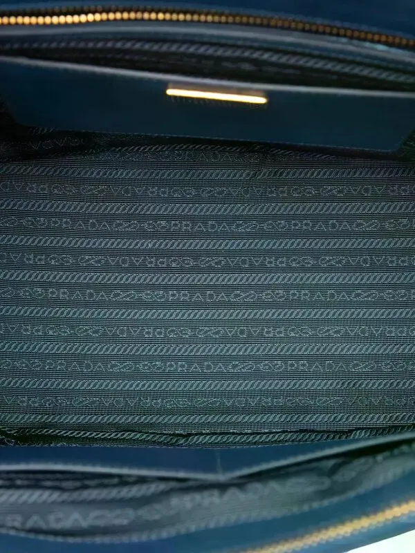 Prada Saffiano Lux Galleria Double Zip Tote Satchel - Blue