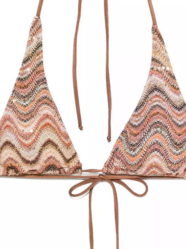 MC2 SAINT BARTH Zigzag Sequin-embellished Bikini Top