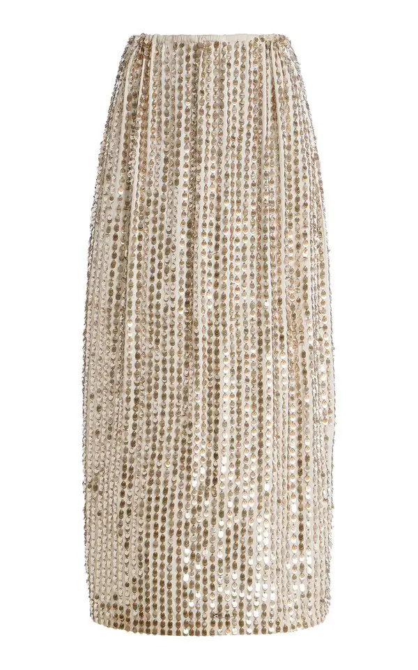 ZANKOV Marcella Embellished Stretch-silk Maxi Skirt - Multi