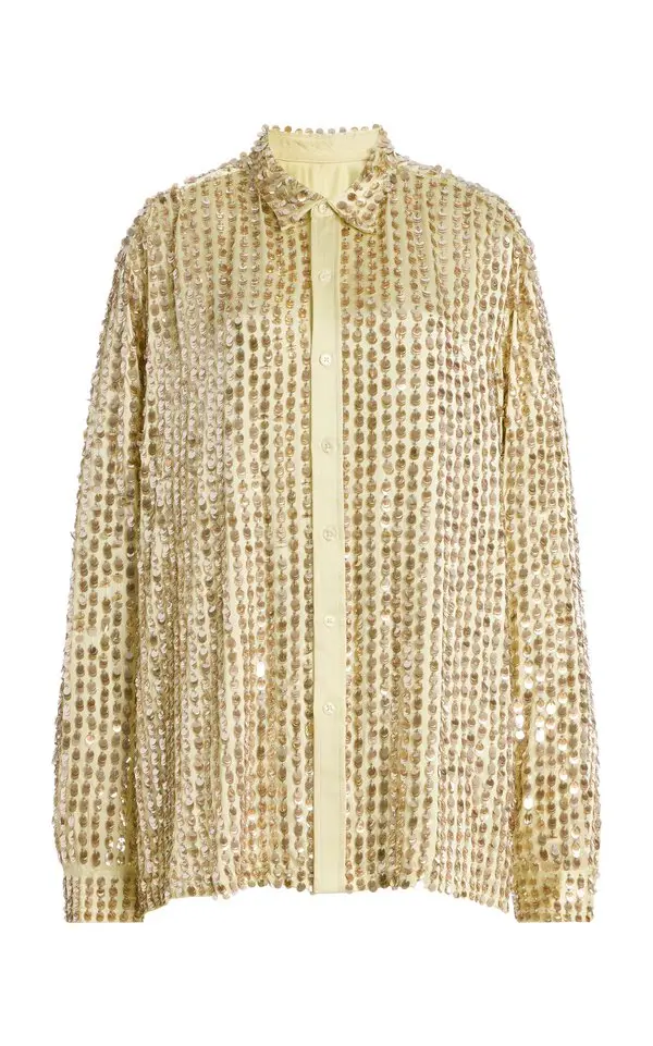 ZANKOV Gabrielle Embellished Silk-blend Shirt - Multi