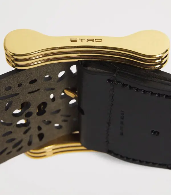 Etro Reversible Laser-cut Leather Belt - Black