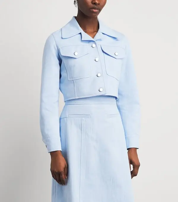 EMILIA WICKSTEAD Cropped Denim Jacket With Elongated Collar