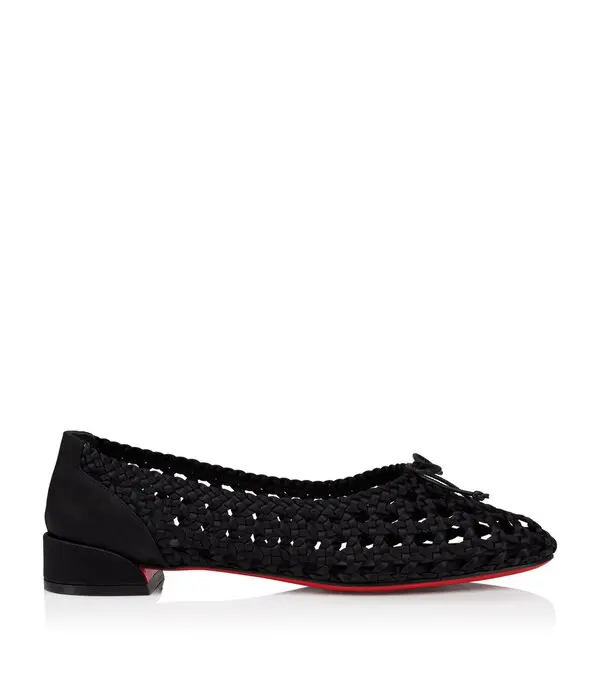 CHRISTIAN LOUBOUTIN Sweetie Jane Woven Ballet Flats - Black