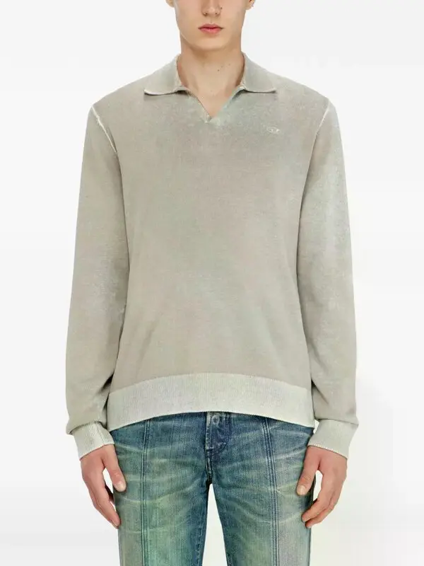 DIESEL® Cotton Faded Effect Polo Sweater