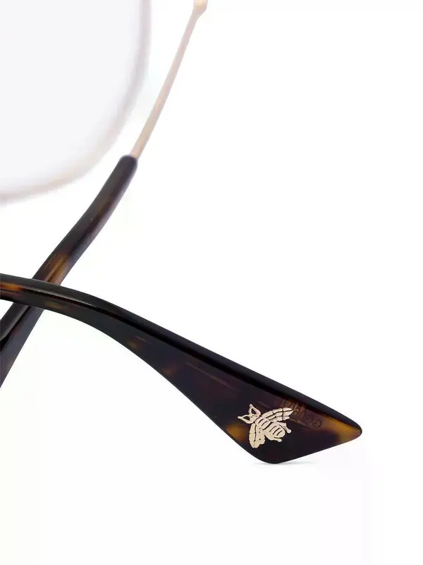 Gucci Round Frame Glasses With Bee Detail