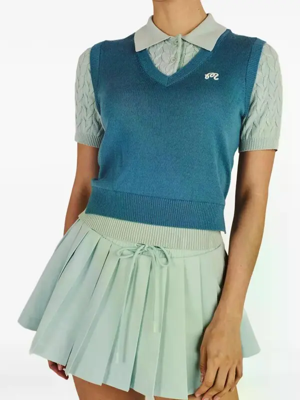 MALBON Cable Knit Polo Shirt - Blue