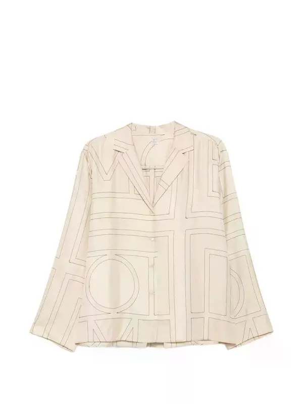 TOTEME Monogram-print Silk Shirt - Neutrals