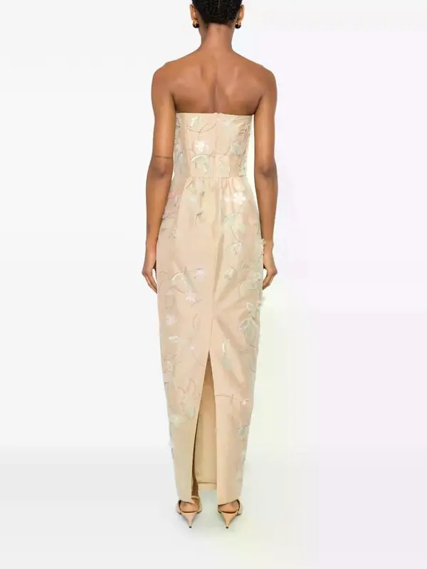 Bernadette Lena Embroidered Strapless Maxi Dress - Neutrals