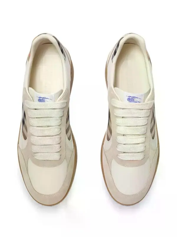 Burberry Calf Leather And Suede Check Sneakers