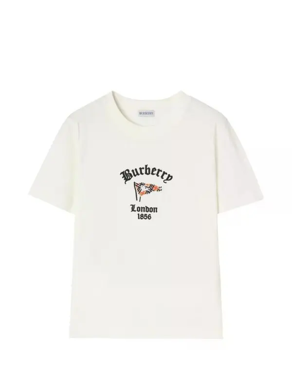 Burberry Check Flag Cotton T-shirt - Neutrals