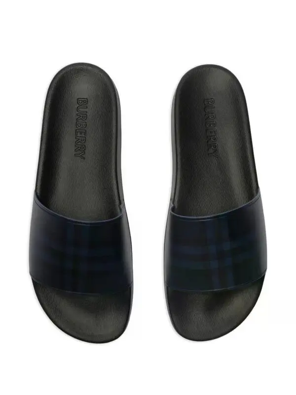 Burberry Check Slides - Blue