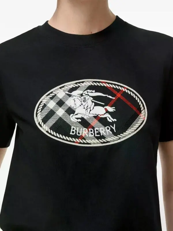 Burberry Knight-stamp Cotton T-shirt - Black