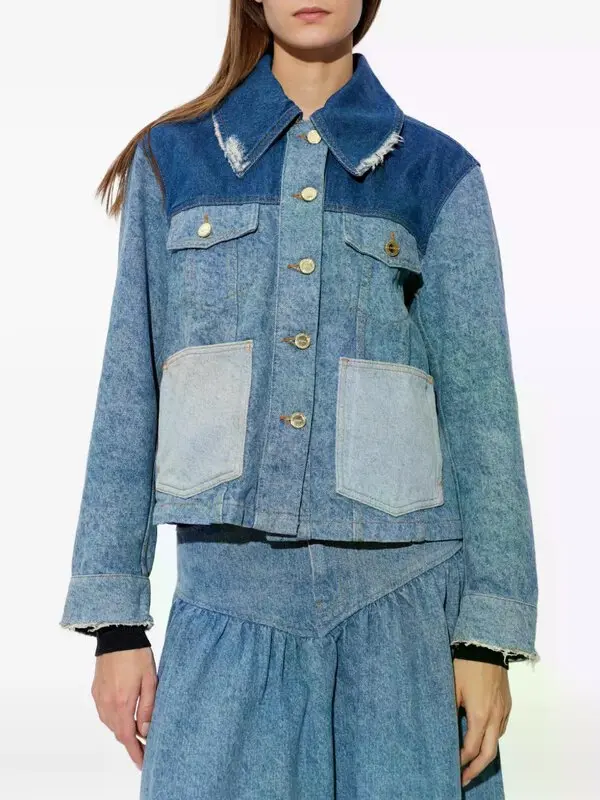 GANNI Panelled Distressed Denim Jacket