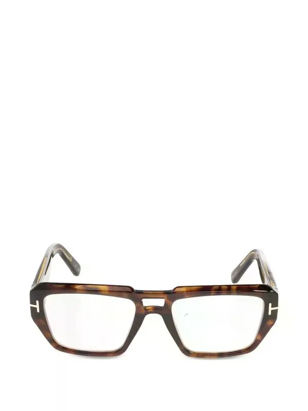 TOM FORD Tortoiseshell-effect T-motif Glasses - Brown