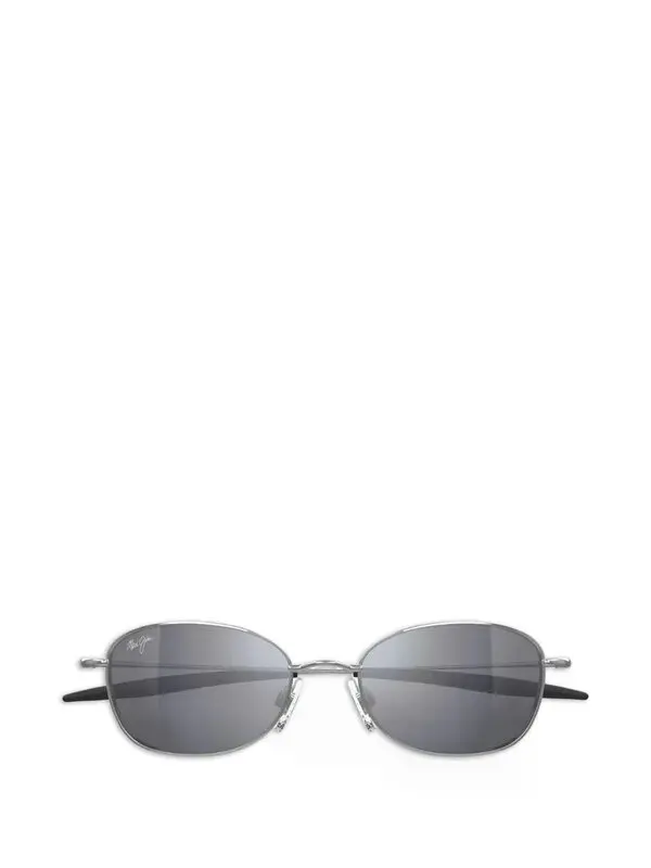Maui Jim Geometric Frame Mirrored Lens Sunglasses - Silver