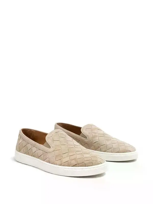 POCHE PARIS Woven Suede Loafers - Neutrals