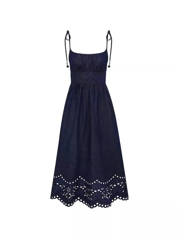 Zimmermann Mahon Broderie-anglaise Midi Dress - Blue