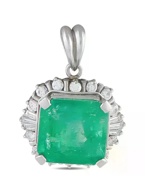 LB EXCLUSIVE Platinum Emerald And Diamond Pendant