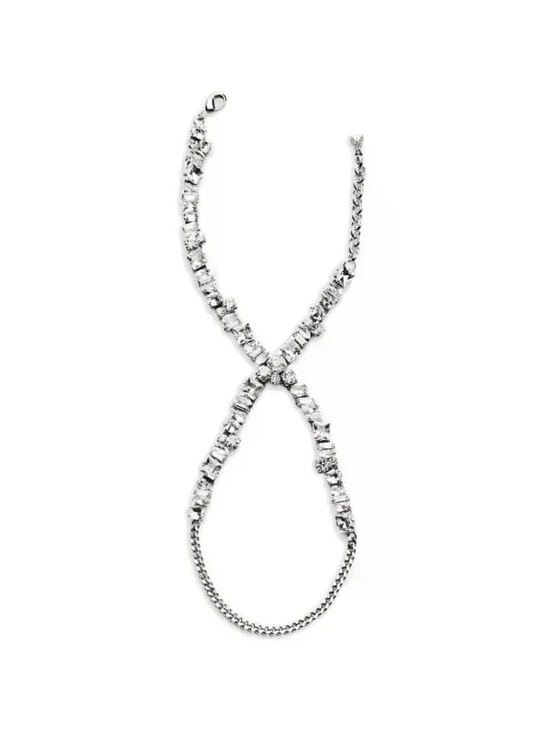 Patrizia Pepe Diamond Cut Embellished Chain Anklet - Silver