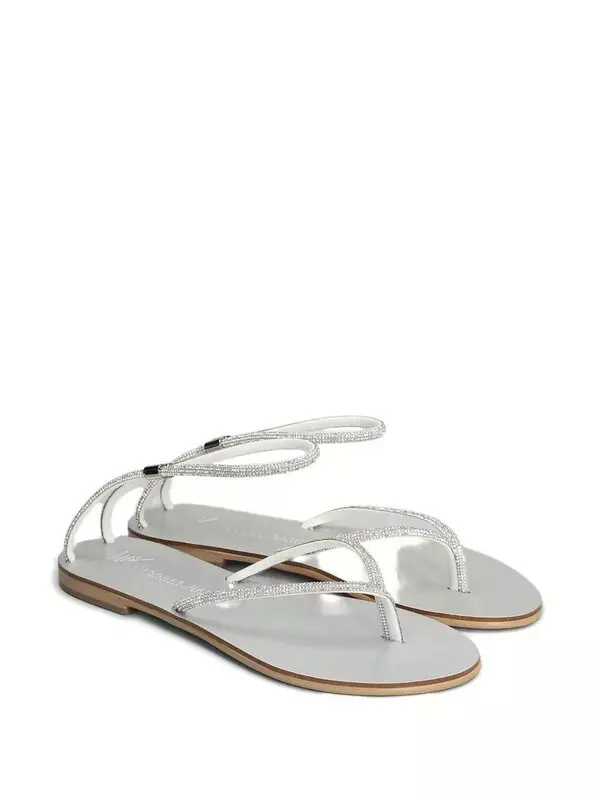 NICOLAS LAINAS Crystal-embellished Flat Sandals - Silver