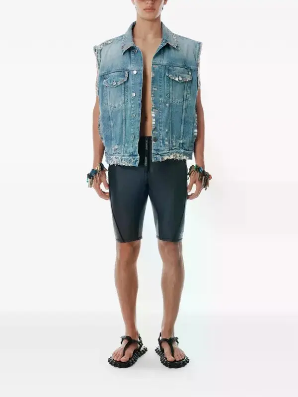 Alexander Wang Distressed Oversized Denim Vest - Blue